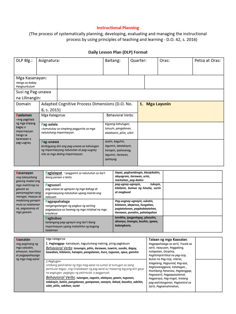 FILIPINO-DLP-TEMPLATE (1) | PDF