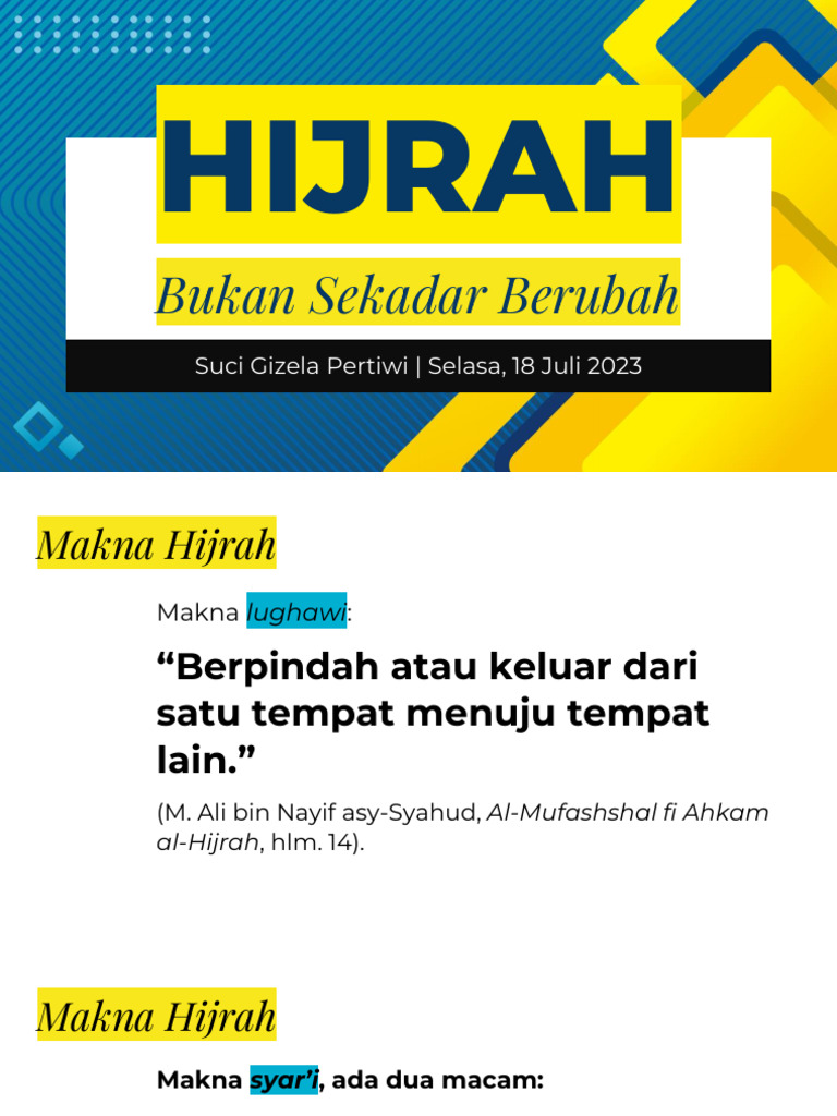 Hijrah Bukan Sekedar Berubah | PDF