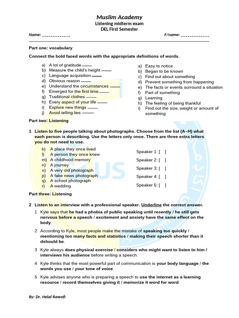 Listen Midterm Exam (DEL) | PDF | Speech | Public Speaking