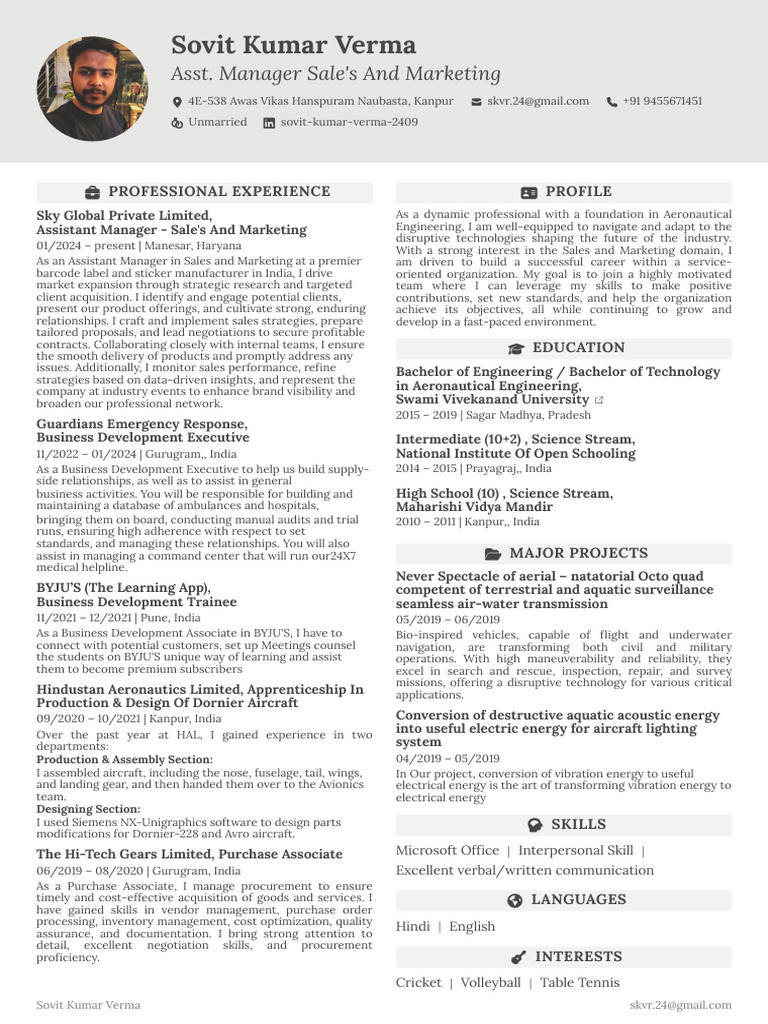 CV Sovit Kumar Verma | PDF | Marketing | Business CV Sovit Kumar Verma | PDF | Marketing | Business