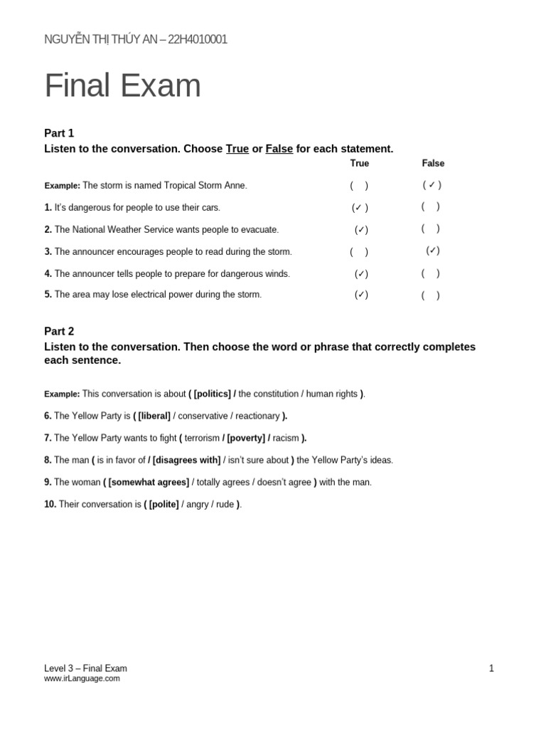 Final Exam | PDF