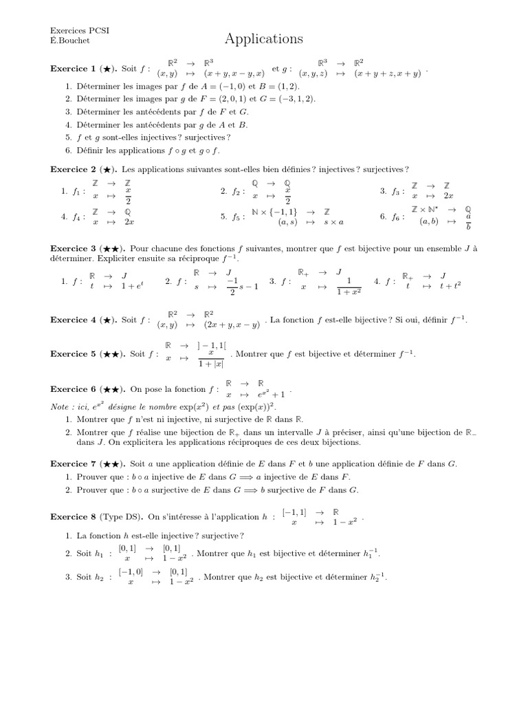 Exercices Applications | PDF | Functions And Mappings | Mathematical ...