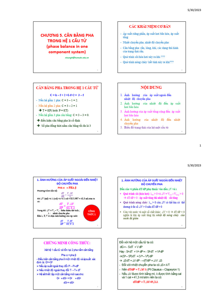 Chương 5 - Cân bằng pha trong hệ 1 cấu tử | PDF