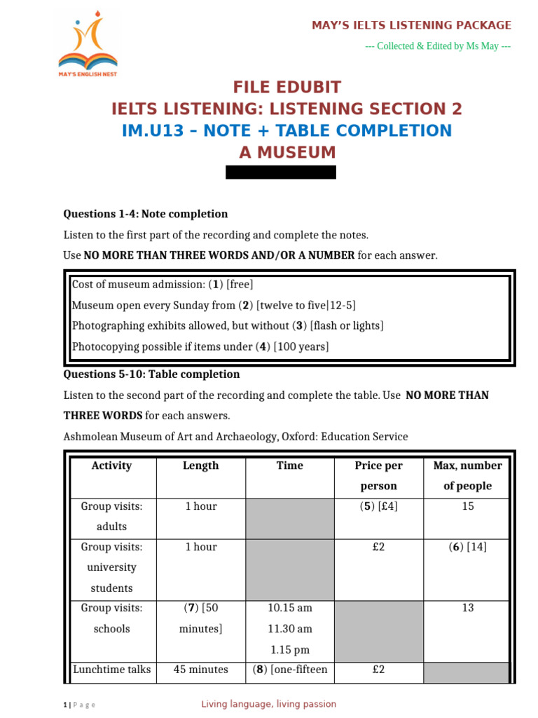 Il - Im.u13 - Note + Table Completion | PDF