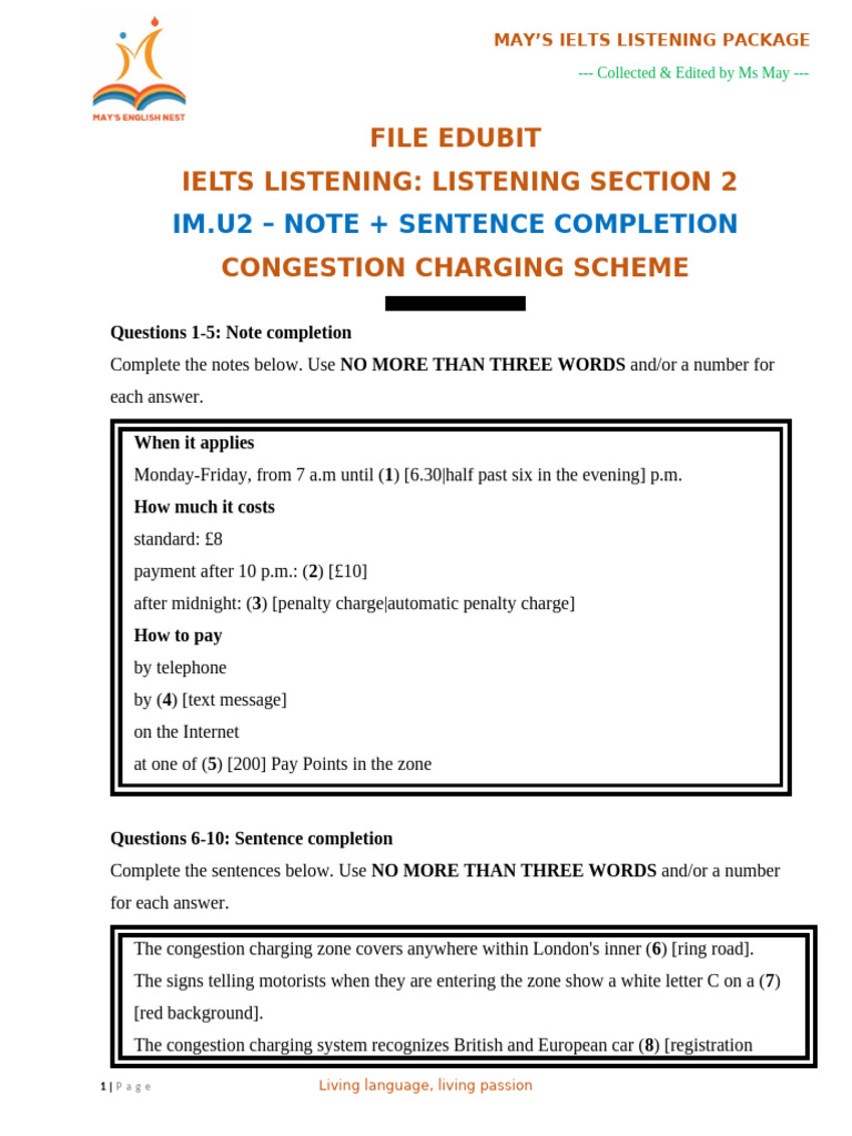 Il - Im.u2 - Note + Sentence Completion | PDF
