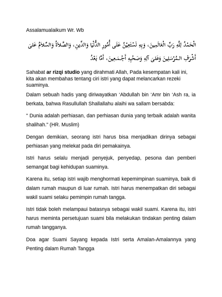 9 Ar Rizqi Studio - Ciri Istri Yang Patut Dicari | PDF