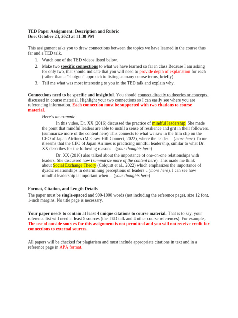 Ted Assignment | PDF | Liberal Arts Education | Human Communication