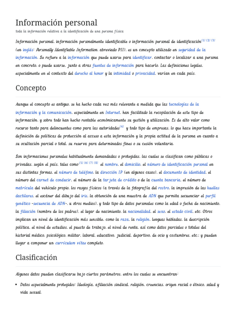 Información Personal - Wikipedia, La Enciclopedia Libre | PDF