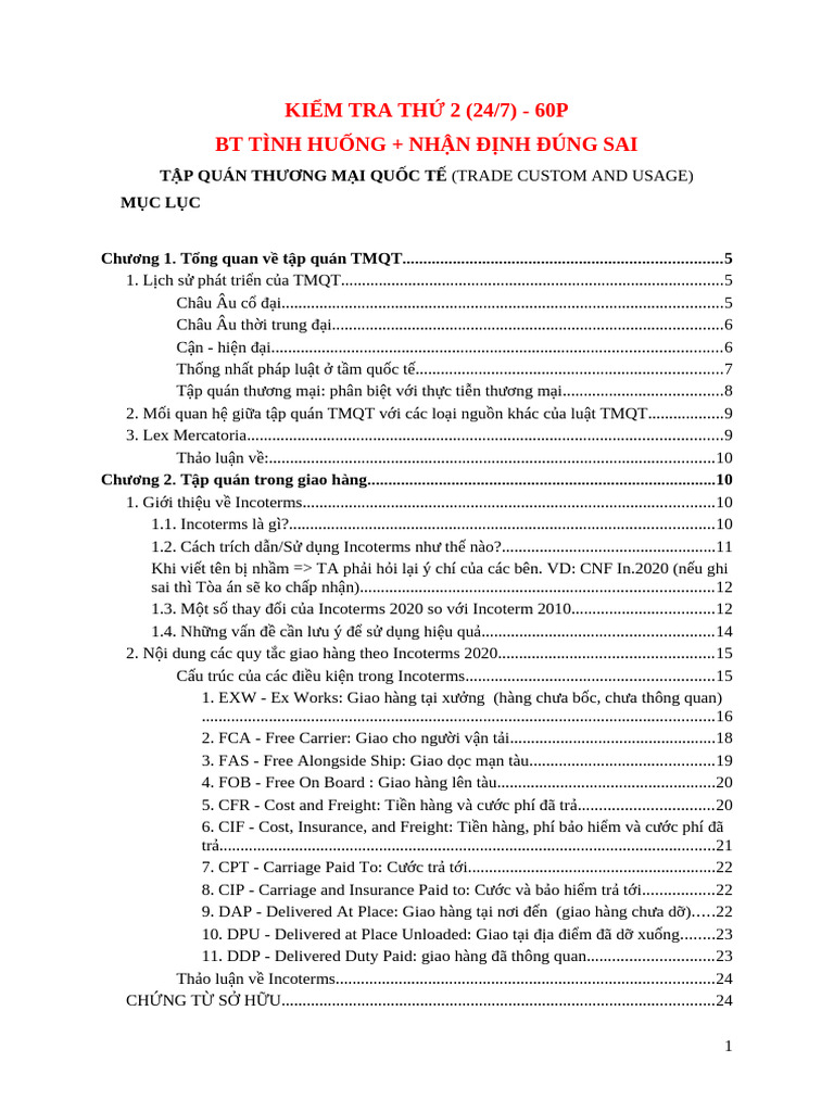 Tập quán TMQT | PDF