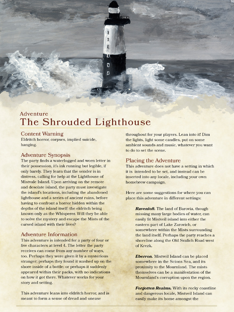 Adventure - The Shrouded Lighthouse | PDF