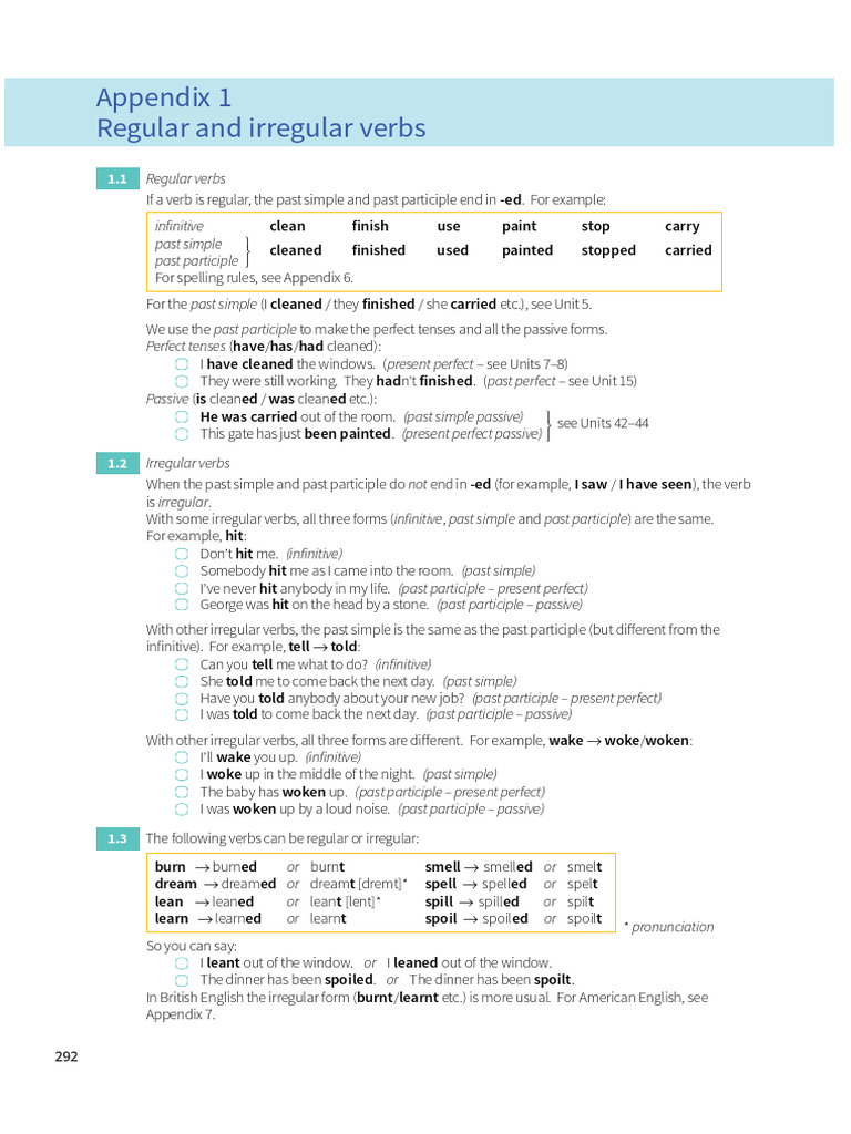 Regular Irregular Verbs | PDF