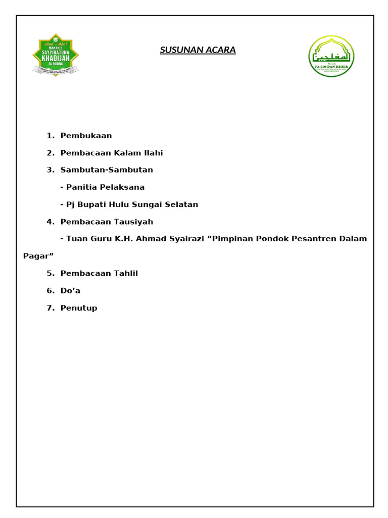 Susunan Acara Manakib | PDF