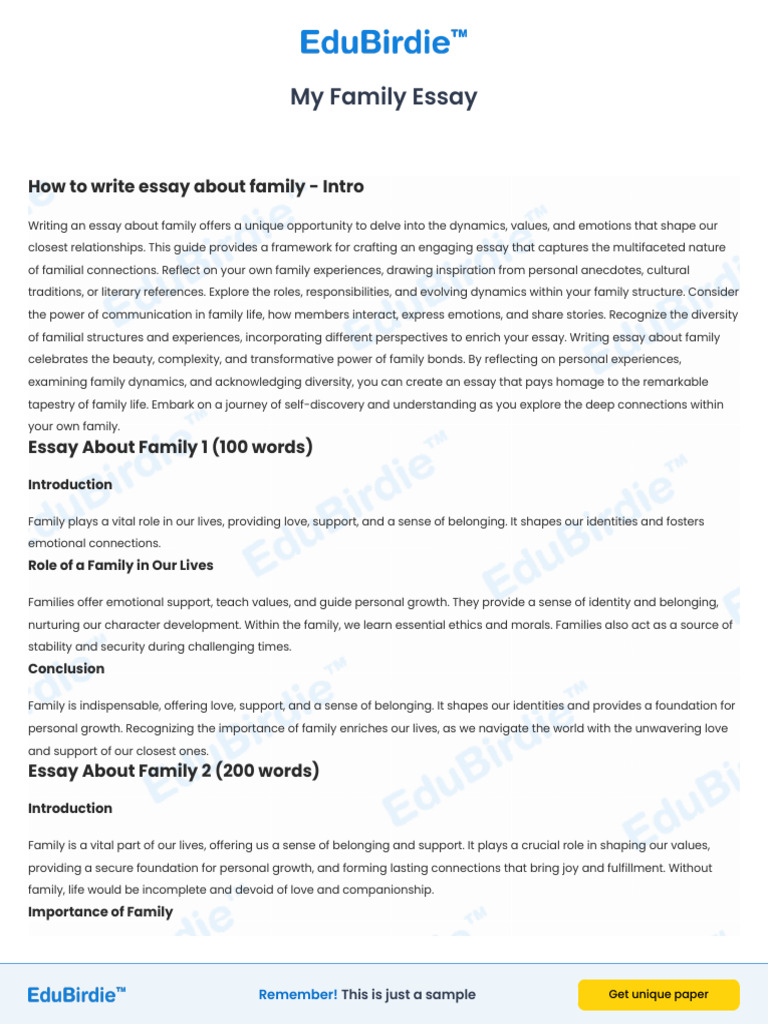 My Family Essay | PDF