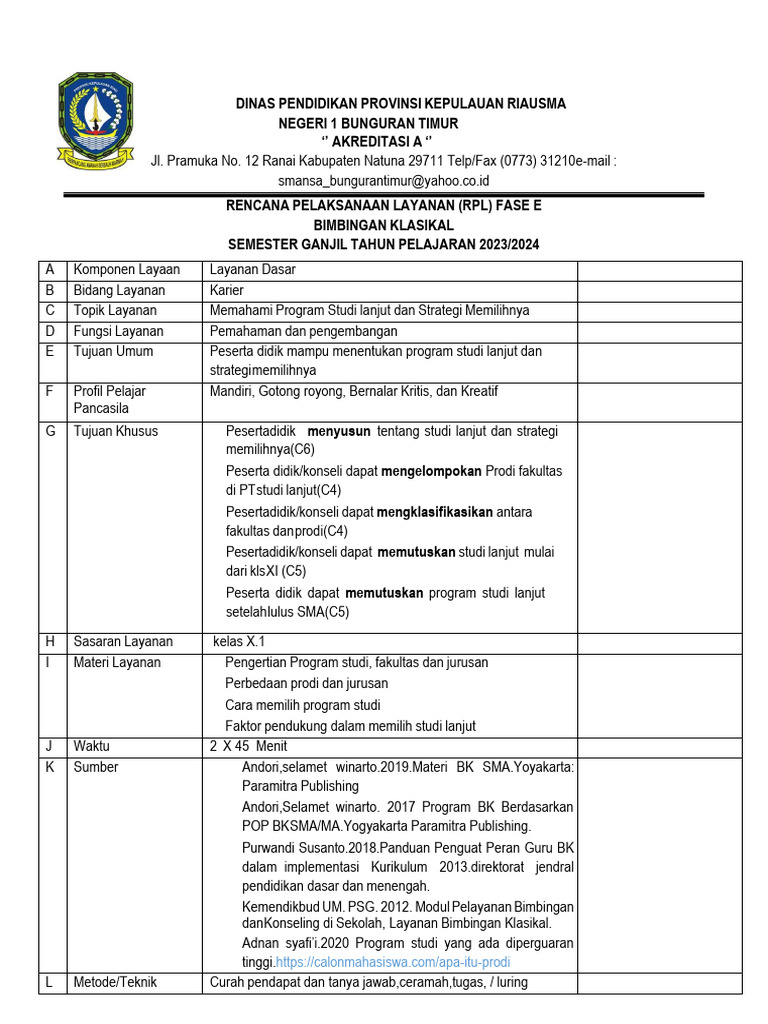 Contoh RPL Klasikal Kurmer Dari PMM | PDF