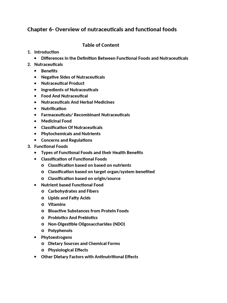 Overview of Nutraceuticals and Functions Foods | PDF