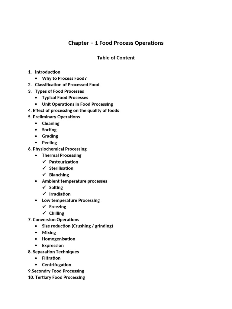 Food Process Operations | PDF