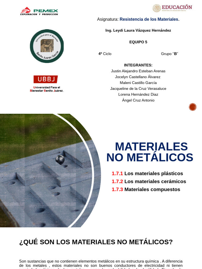 Definición de Materiales No Metálicos | PDF | Material compuesto | Rieles