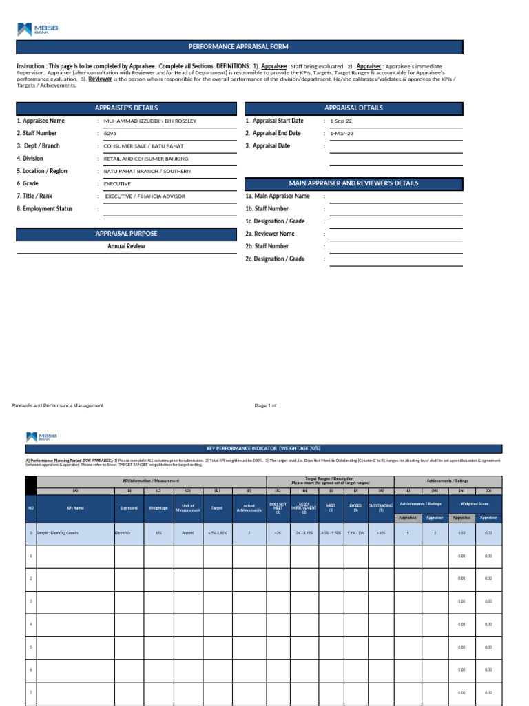 Performance Management Form 2021 (Executive and Above) - V1.3 | PDF