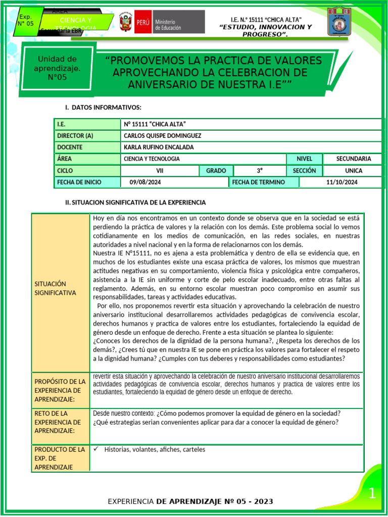 TERCERO DE SEC. EXPERIENCIA DE APRENDIZAJE 06 | PDF