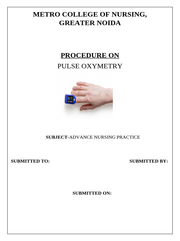 Pulse Oximetry Procedure Guide | PDF | Medical Specialties | Self ...