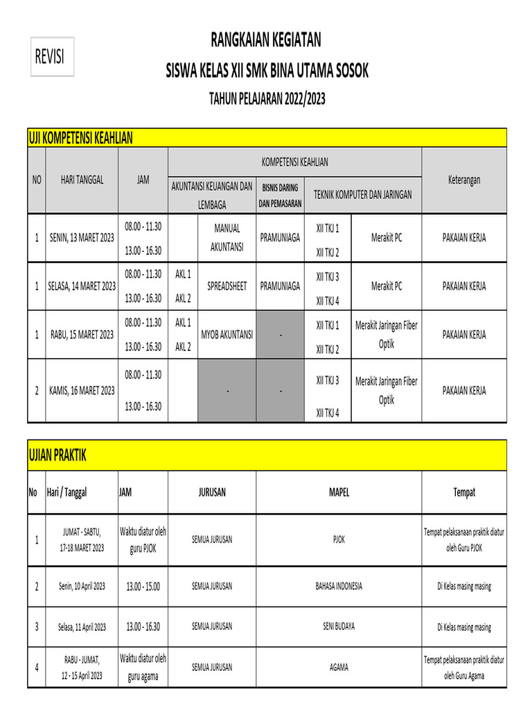 Jadwl Usp 2023 Revisi | PDF