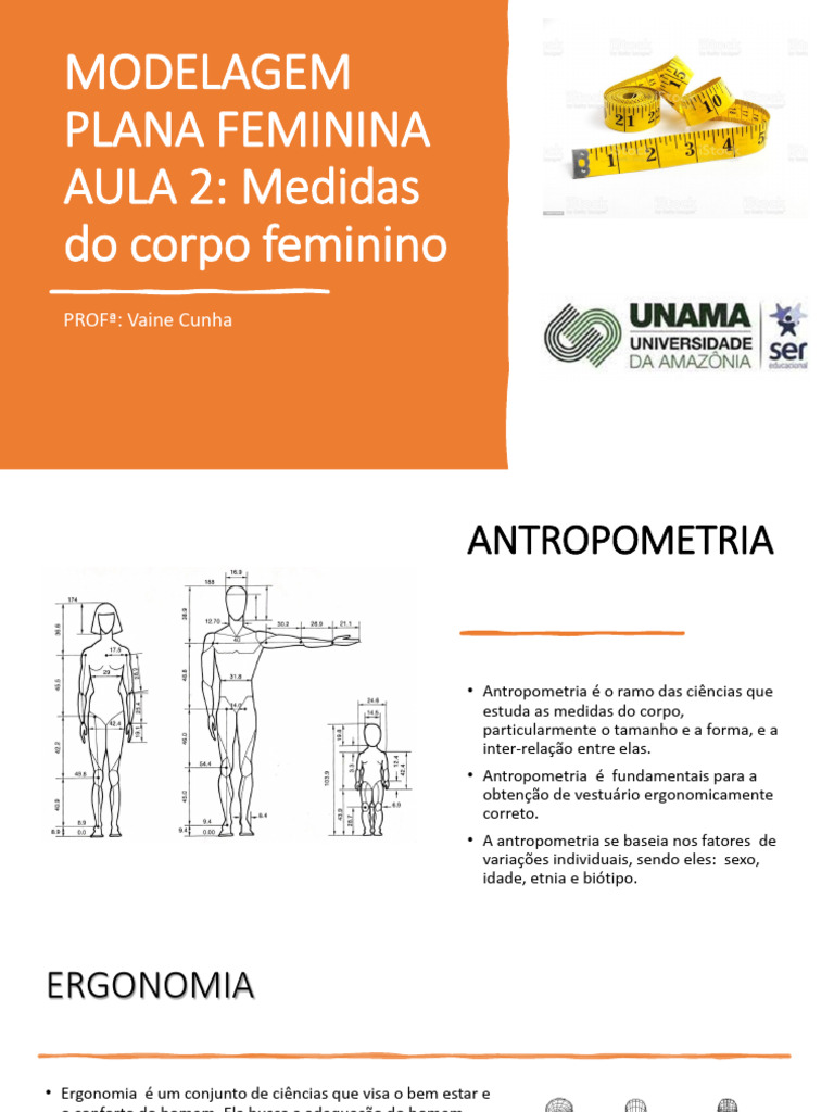 MODELAGEM PLANA AULA 2 - Medidas Do Corpo Feminino | PDF