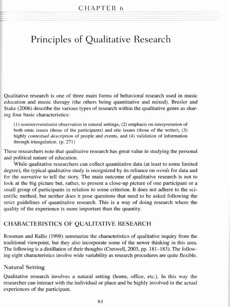 Phillips Chapter 6 Principles of Qualitative Research | PDF