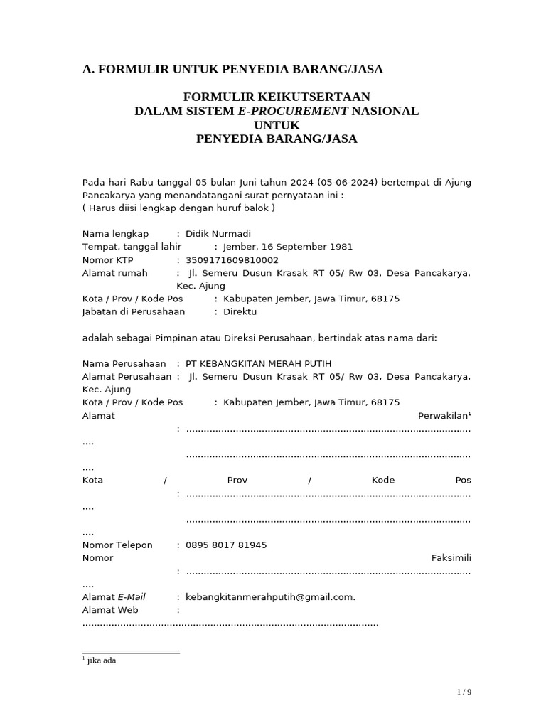 Formulir Keikutsertaan | PDF