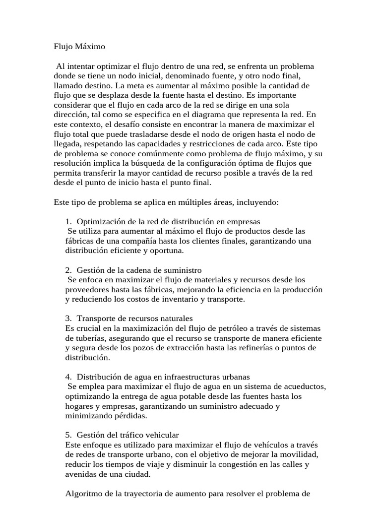 Flujo Maximo | PDF | Transporte | Métodos y materiales de enseñanza