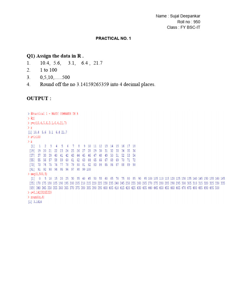Maths Practicals | PDF