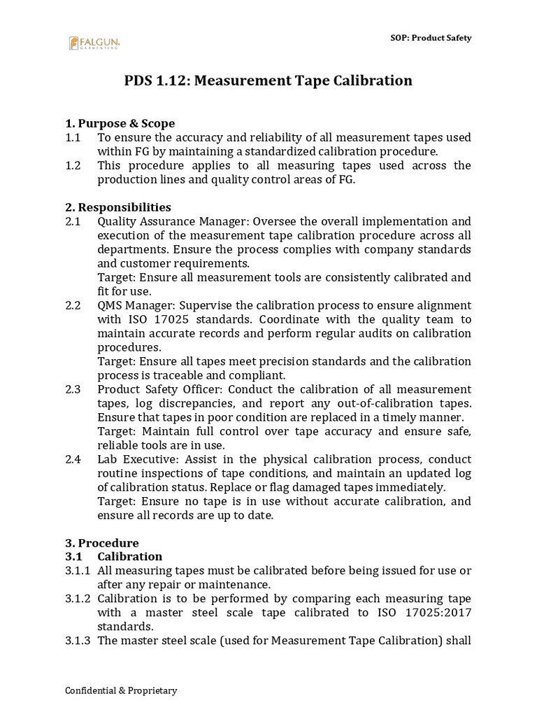 Measurement Tape Calibration & Disposal | PDF