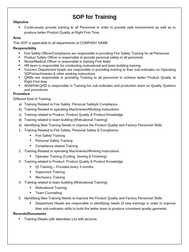 21 SOP-Training | PDF