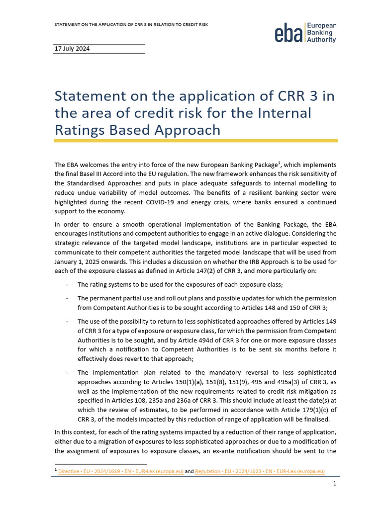 CRR3 IRB Statement | PDF