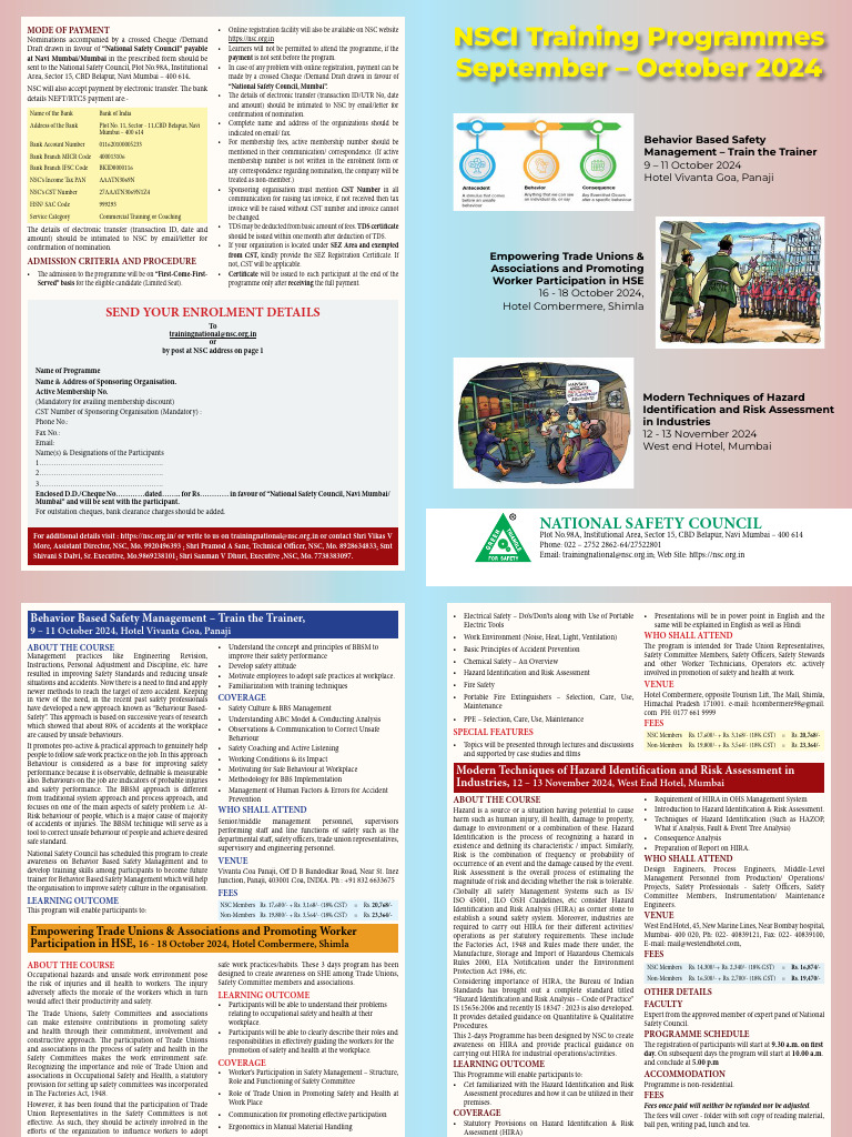 NSCI Training Program October November 2024 | PDF