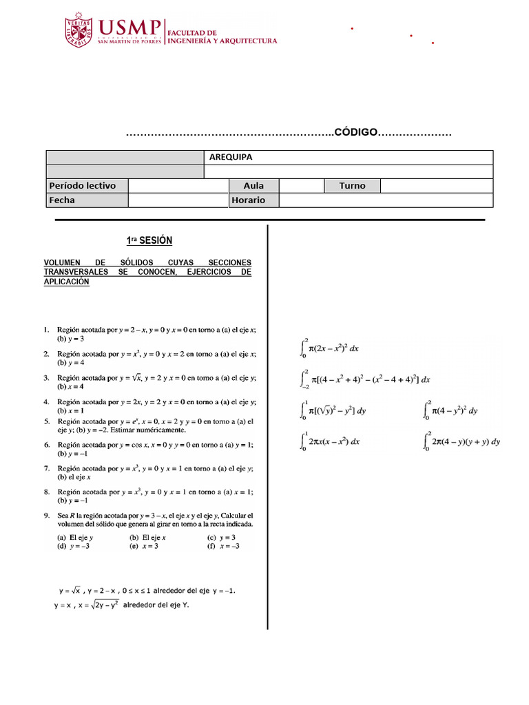 Practica 6 Cal Ii Volu Secciones Trans Longitud Arco | PDF