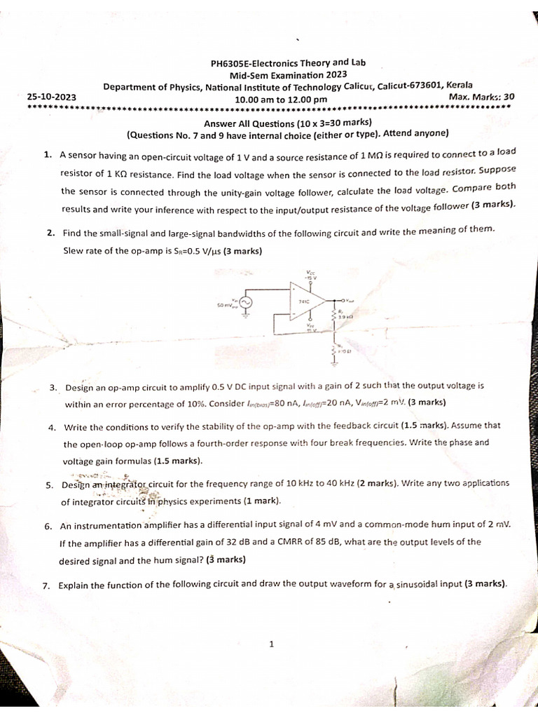 Mid Sem, Lab & Quiz Papers | PDF