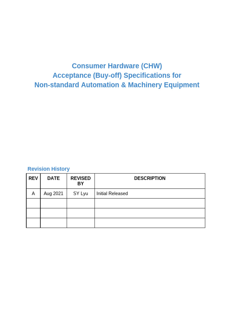 Equipment Buy-Off Procedure | PDF