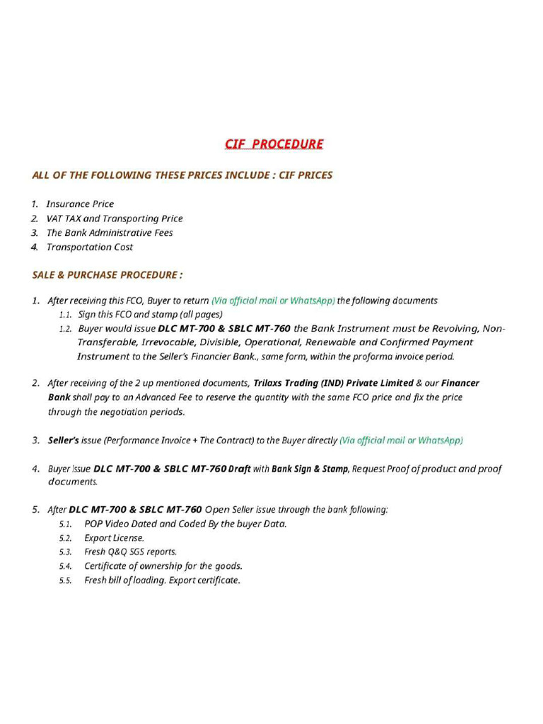 Cif - Procedure Final | PDF