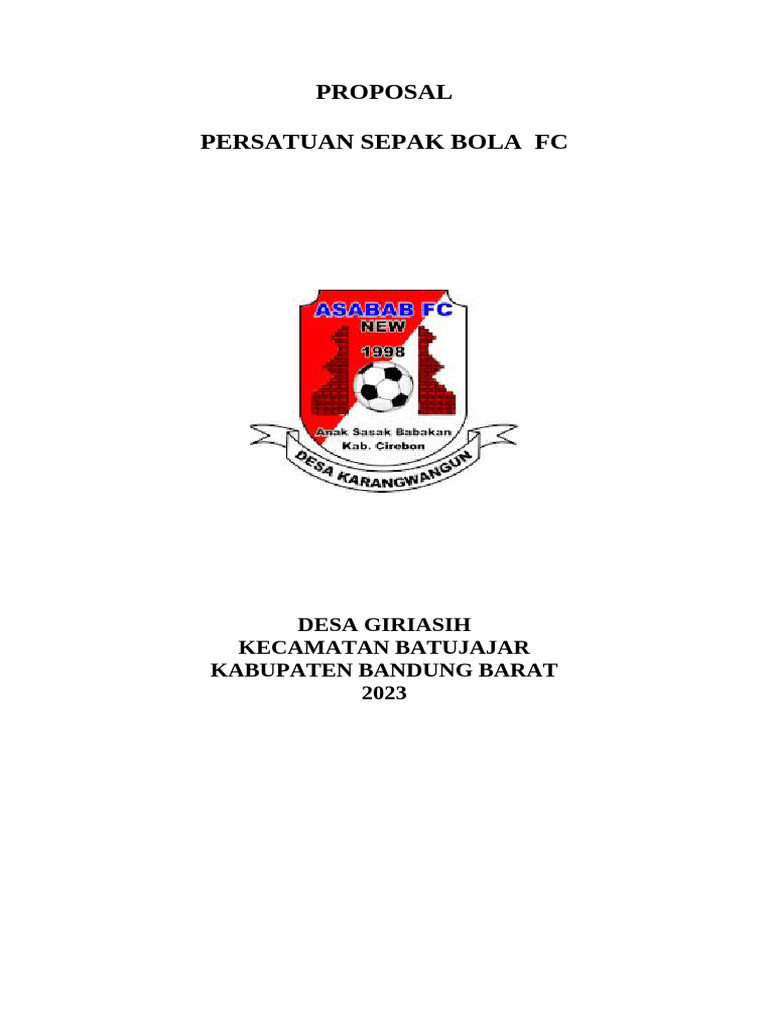 Proposal Pengajuan Bantuan Dana Sepak Bola | PDF