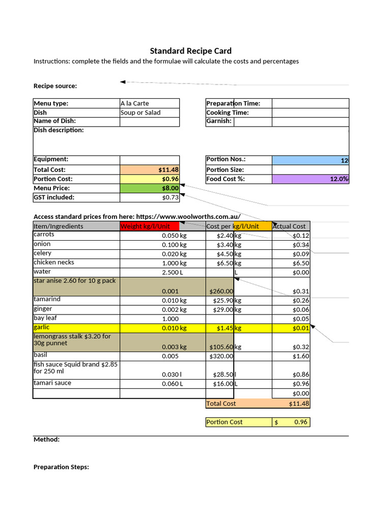 Standard Recipe Card | PDF