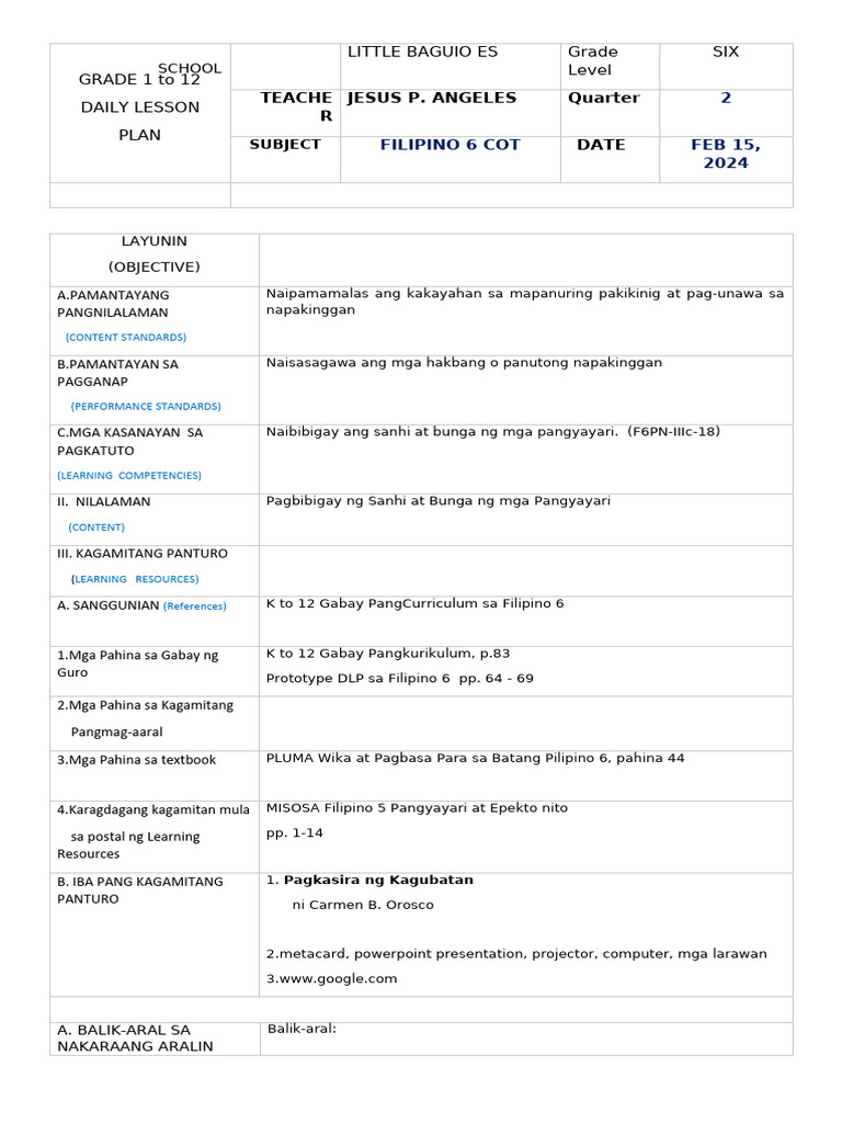 Cot 2 Sir Jess | PDF
