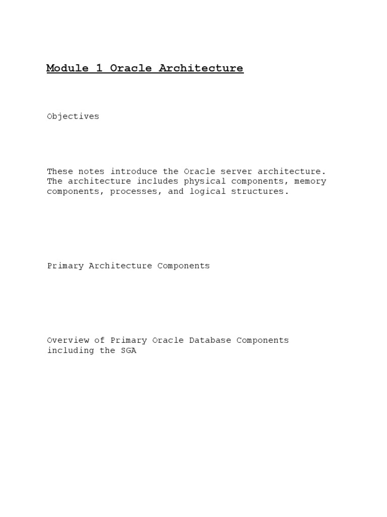 Module 1 Oracle Architecture | PDF | Computers