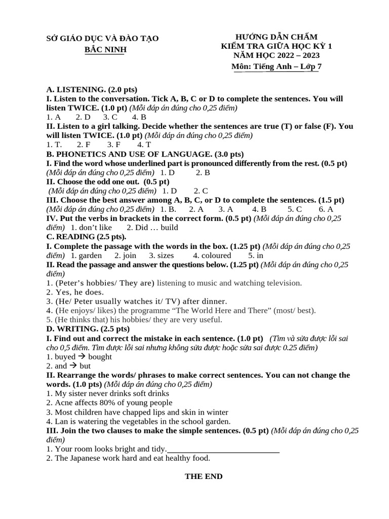 HDC Anh 7 GHK1 2022-2023 17538 | PDF