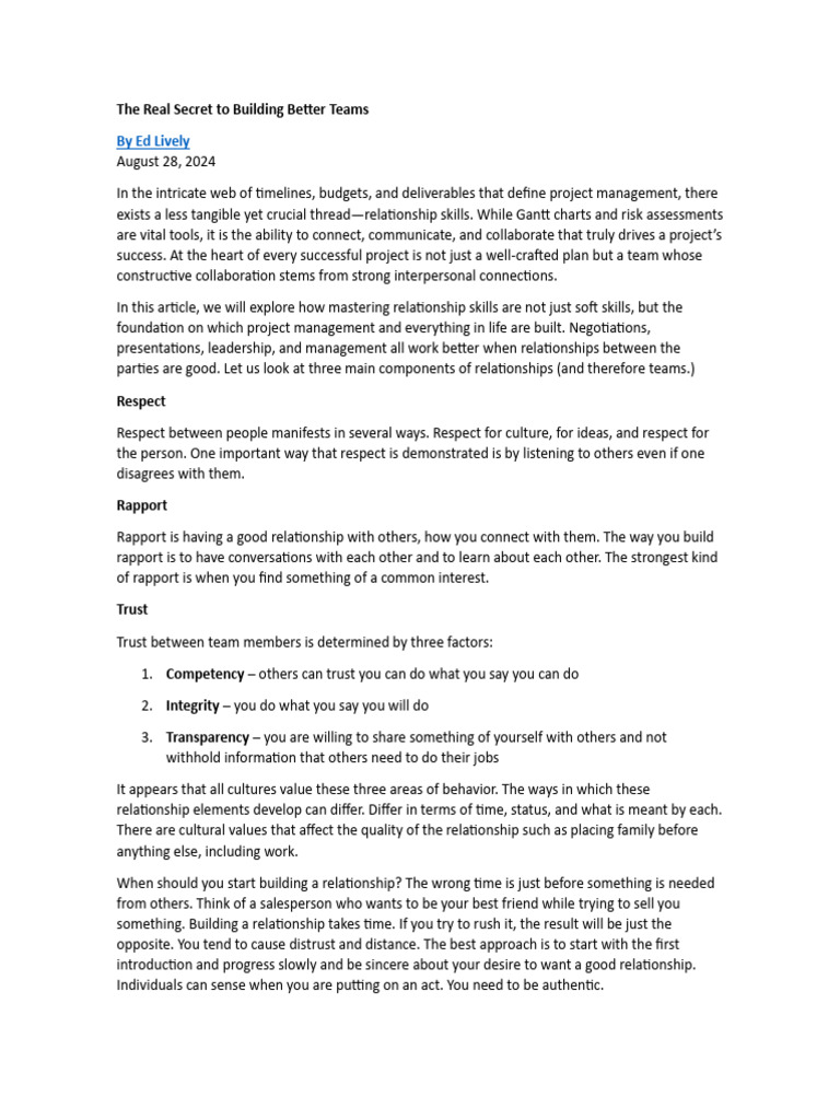 The Real Secret to Building Better Teams | PDF The Real Secret to Building Better Teams | PDF