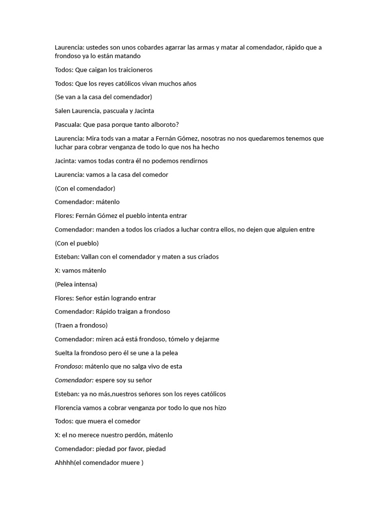 Fuenteovejuna tercer Acto | PDF