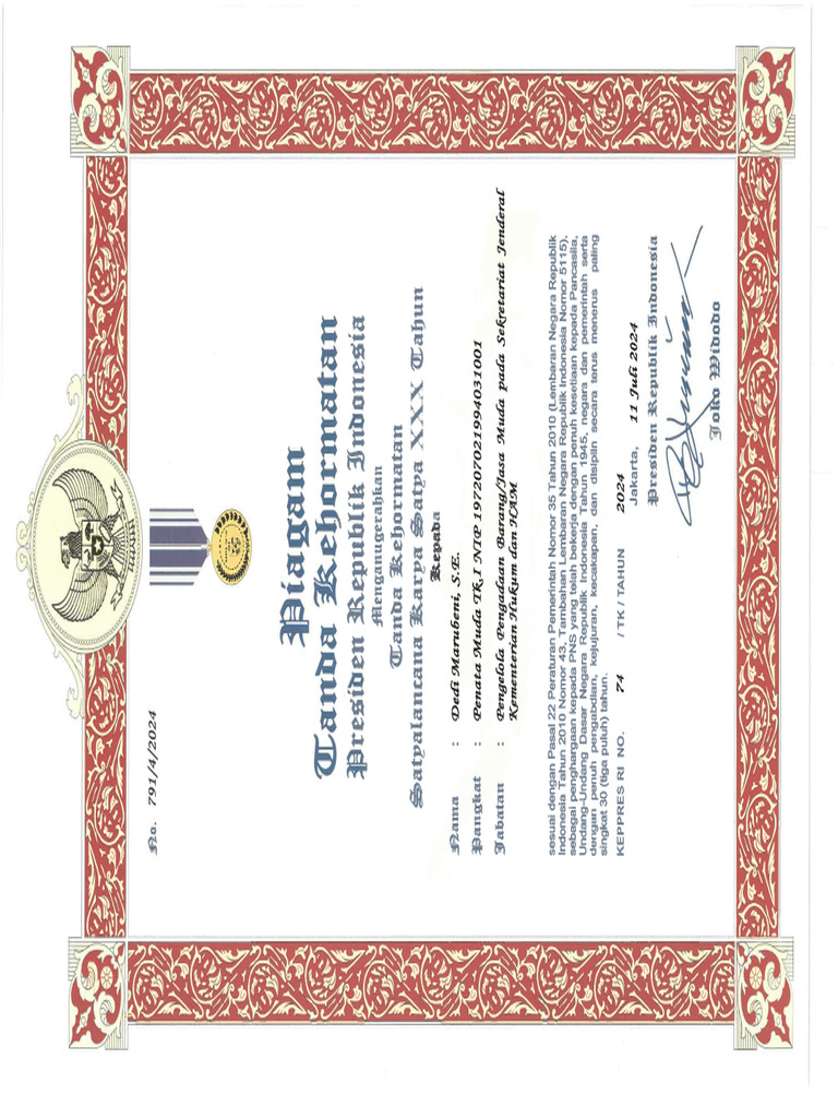 Piagam SKS XXX Dedi M | PDF