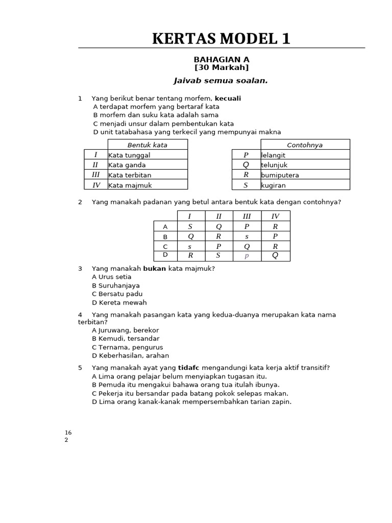 Kertas Model 1 | PDF