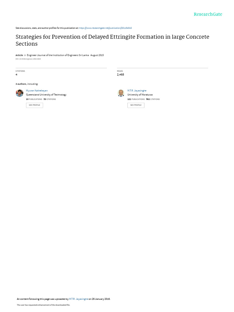 Strategies For Prevention of Delayed Ettringite Formation in Large ...