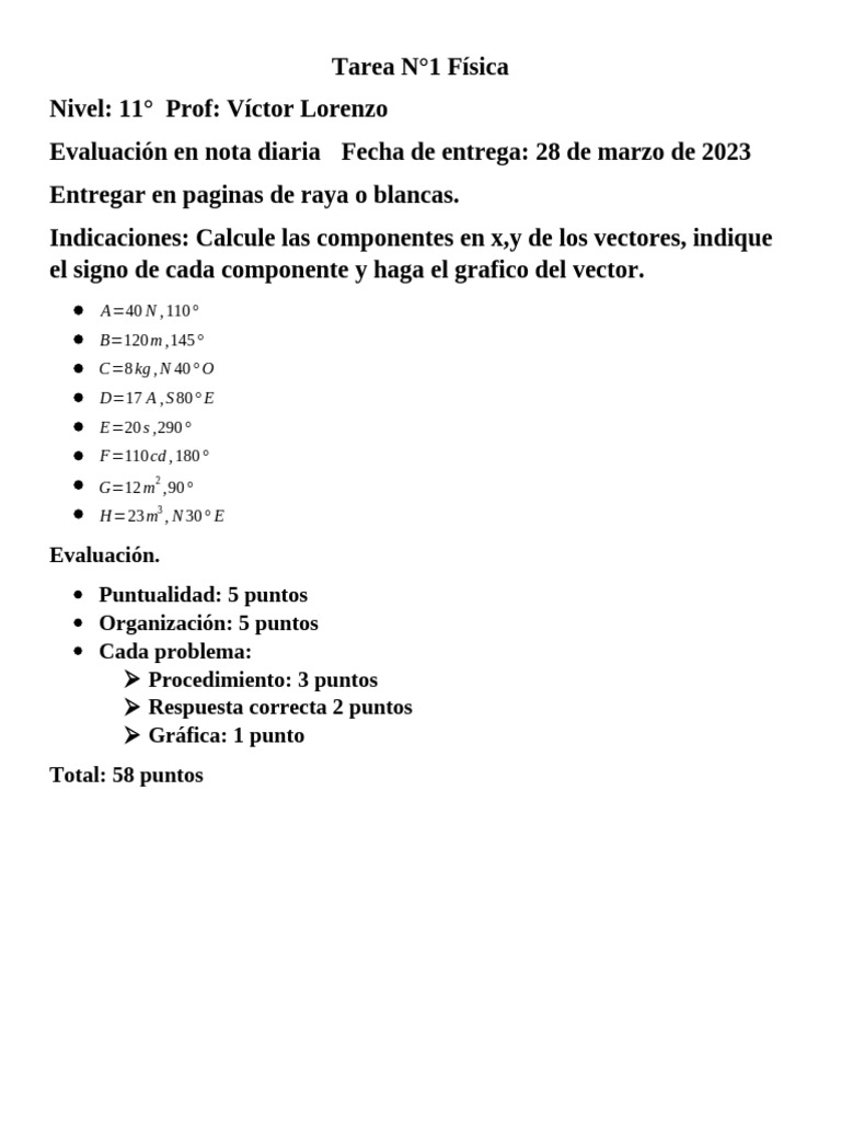 Tarea N°1 fisica 11 | PDF