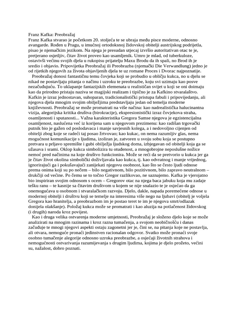 Franz Kafka esej | PDF
